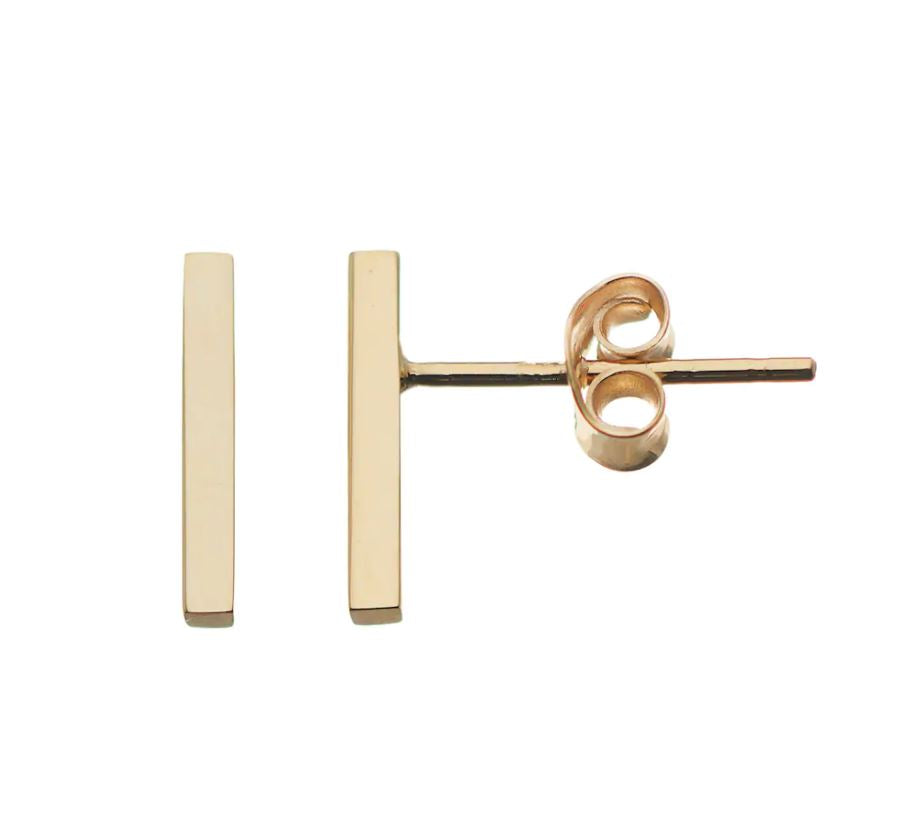 Minimalist 18k Gold Plated Simple Bar Stud Earrings | Stainless Steel ...